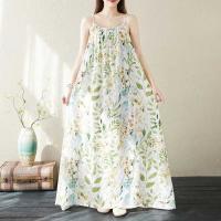 China 2026 Summer Bohemian Dress in Cotton Linen Blend for Plus Size Long Vacation Wear for sale