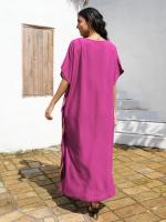 China 2026 Plus Size Vintage Kaftan Dress with Gold Embroidered Batwing Sleeve and Lightweight Design for Beach and Weddings for sale