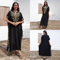 China 2026 Summer Plus Size Kaftan Dress with Butterfly Embroidery Batwing Sleeves and Side Slits for sale