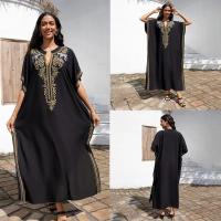 China 2026 Summer Plus Size Kaftan Dress with Butterfly Embroidery Batwing Sleeves and Side Slits for sale