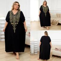China 2026 Summer Plus Size Kaftan Dress with Butterfly Embroidery Batwing Sleeves and Side Slits for sale