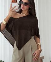 China 2026 Women's Elegant Bohemian Off-Shoulder Knit Top with Asymmetrical Hem and Lightweight Fabric for sale