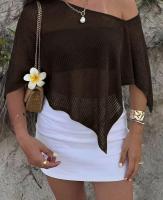 China 2026 Women's Elegant Bohemian Off-Shoulder Knit Top with Asymmetrical Hem and Lightweight Fabric for sale