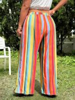 China Breathable lightweight plus-size women's loose oversized wide-leg pants with drawstring waist for summer for sale