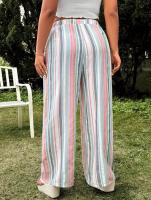 China Breathable lightweight plus-size women's loose oversized wide-leg pants with drawstring waist for summer for sale
