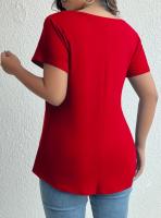 China 2026 New Arrival: Plus-Size Printed Short-Sleeve T-Shirt for Women – Casual, V-Neck, Loose-Fitting, Comfortable, and Versatile Top for sale
