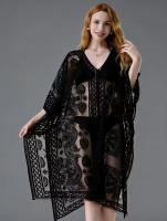 China Breathable Lace Cardigan with Hollow-Out Detailing - Plus-Size Friendly Openwork Shawl for sale