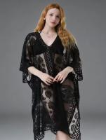 China Breathable Lace Cardigan with Hollow-Out Detailing - Plus-Size Friendly Openwork Shawl for sale
