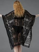 China Breathable Lace Cardigan with Hollow-Out Detailing - Plus-Size Friendly Openwork Shawl for sale