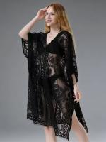 China Breathable Lace Cardigan with Hollow-Out Detailing - Plus-Size Friendly Openwork Shawl for sale