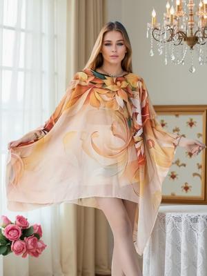 China Plus-Size Women's 3D Floral Print Sun-Protective Blouse - Breathable Fabric Short-Sleeve Top for Spring, Summer, and Fall for sale