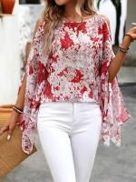 China Plus-Size Floral Off-the-Shoulder Top with Lightweight Fabric and Wrinkle-Resistant Design for Summer Vacations for sale