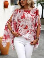 China Plus-Size Floral Off-the-Shoulder Top with Lightweight Fabric and Wrinkle-Resistant Design for Summer Vacations for sale