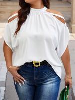China Plus Size Shirt for Women with Lightweight Fabric Round Neck and Versatile Style Off-Shoulder Top for sale