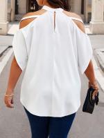 China Plus Size Shirt for Women with Lightweight Fabric Round Neck and Versatile Style Off-Shoulder Top for sale