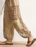 China Bohemian Patchwork Pants with Soft Woven Fabric Vintage Design and Breathable Material for Casual Wear for sale