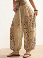 China Bohemian Patchwork Pants with Soft Woven Fabric Vintage Design and Breathable Material for Casual Wear for sale