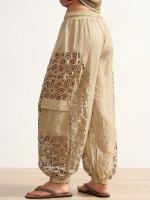 China Bohemian Patchwork Pants with Soft Woven Fabric Vintage Design and Breathable Material for Casual Wear for sale