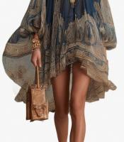 China Bohemian Tunic with High-Neck and Paisley Print - Sheer Chiffon Maxi Dress Featuring Vintage-Inspired Embroidery for sale