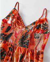China Floral Print Midi Dress with Lightweight Fabric for Elegant Vacation Wear for sale