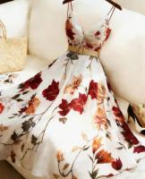 China Floral Print Midi Dress with Lightweight Fabric for Elegant Vacation Wear for sale