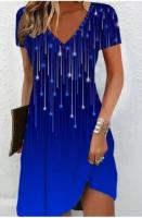 China New Summer/Fall Casual and Versatile V-Neck Printed Dress for Women: A Sophisticated Summer Look for sale