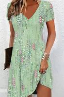 China New Summer/Fall Casual and Versatile V-Neck Printed Dress for Women: A Sophisticated Summer Look for sale