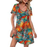 China New Summer/Fall Casual and Versatile V-Neck Printed Dress for Women: A Sophisticated Summer Look for sale