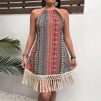 China European and American Women's Sleeveless Halter Neck Beach Dress with Exclusive Vacation Print Patterns and Airy Light Flow Fabric for sale