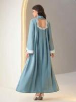 China Al Najma Elegant Arabian Dress with Handmade Floral Appliqué, Lightweight Wrinkle-Resistant Fabric, and Hidden Side Zipper for sale