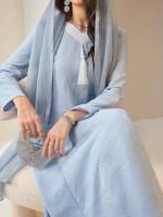 China Women's Long Sleeve Tassel Decor Arabian Dress Loose Fit Abaya for Modest Wear for sale