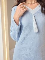 China Women's Long Sleeve Tassel Decor Arabian Dress Loose Fit Abaya for Modest Wear for sale