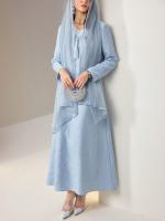 China Women's Long Sleeve Tassel Decor Arabian Dress Loose Fit Abaya for Modest Wear for sale