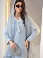 China Women's Long Sleeve Tassel Decor Arabian Dress Loose Fit Abaya for Modest Wear for sale