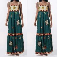 China Ethnic Print Maxi Dress with Lightweight Fabric and Spaghetti Straps for Casual Wear for sale