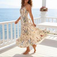 China Elegant Women's Maxi Dress with Breathable Fabric Adjustable Spaghetti Straps and All-over Floral Print for sale