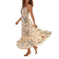 China Elegant Women's Maxi Dress with Breathable Fabric Adjustable Spaghetti Straps and All-over Floral Print for sale