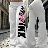 China Y2K Flare Pants with Soft French Terry Knit High Waist Slim Fit and Side Vertical Letter Print for sale