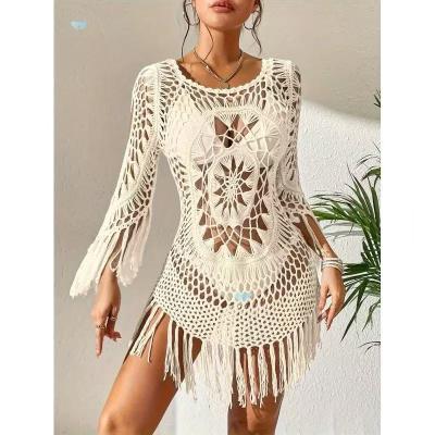 China Handmade Crochet Craft Women's T-shirt with Sexy Sheer Cutouts and Versatile Beach Cover-Up Design for sale