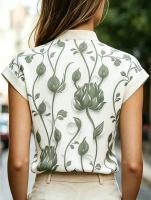 China Women's T-shirt with Elegant Floral Print in Premium Breathable Fabric and High-Definition Printing for sale