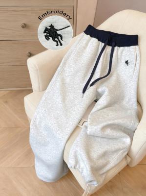 China Resyla Women's Embroidered Contrast Color Drawstring Waist Casual Sweatpants for sale