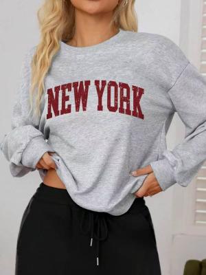 China New York Letter Retro Distressed Pattern Printed Sweatshirt for sale