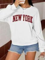China New York Letter Retro Distressed Pattern Printed Sweatshirt for sale