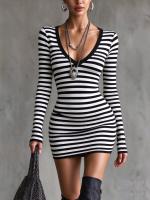 China Dekonique Women's Long Sleeve Knitted Dress Bodycon Mini Dress with Stretch Knitted Fabric and Flattering Bodycon Fit for sale