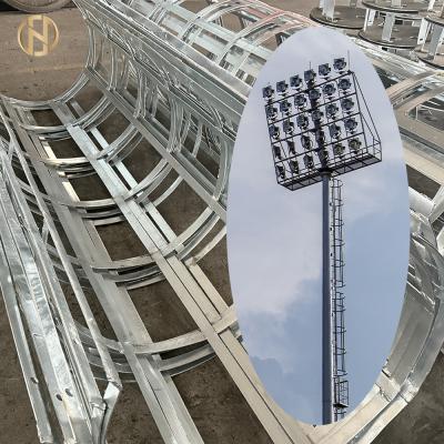 China Stadium Lighting High Mast Pole Hot Dip Galvanized Tubular Steel Pole with Circular and Irregular Light Plate Options for sale