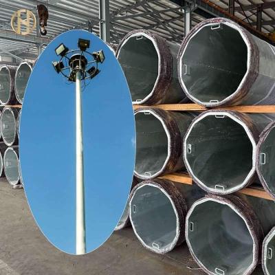 China High Mast Lighting 25m 30m 35m Height Steel Octagonal Galvanized Light Pole with Raising Lowering Device Flood Led Lights for sale