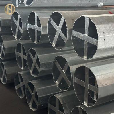 China Q355 Hot Dip Galvanized Steel Power Transmission Pole, 12/16 Sided Slip Joint Electrical Utility Tower (AVE ≥ 86μm) for sale
