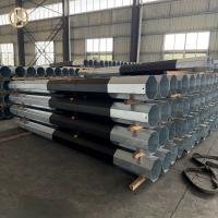 China 30-40FT 12-18M Octagonal Steel Power Pole, Q355 ASTM A572 HDG Distribution Utility Tower, Multi-section Slip Joint, Bitumen Base for sale