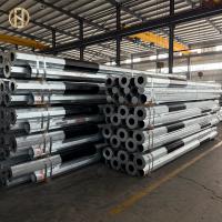 China 30-40FT 12-18M Octagonal Steel Power Pole, Q355 ASTM A572 HDG Distribution Utility Tower, Multi-section Slip Joint, Bitumen Base for sale