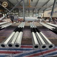 China Hot-dip Galvanized Octagonal Steel Power Pole with Circular Anti-sinking Bottom Plate for sale